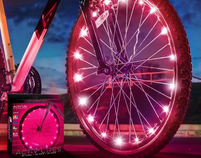 circle of light wheel lights LED visibility kids school ride - SpokEasy